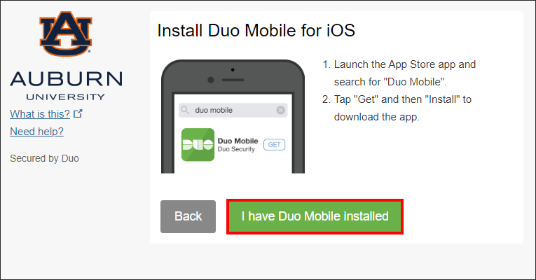 Information Technology - Duo: Setting up Duo Mobile - Service Portal