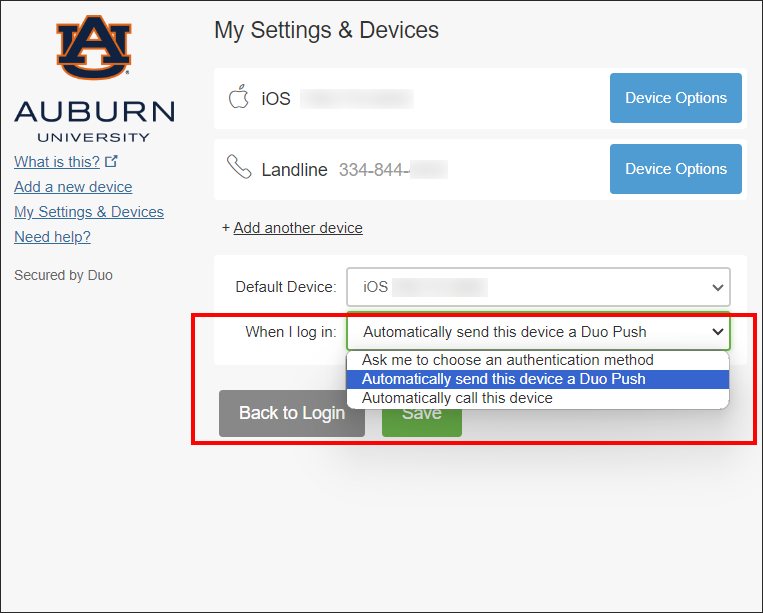 Information Technology - Duo: Managing Devices in Duo Mobile - Service Portal