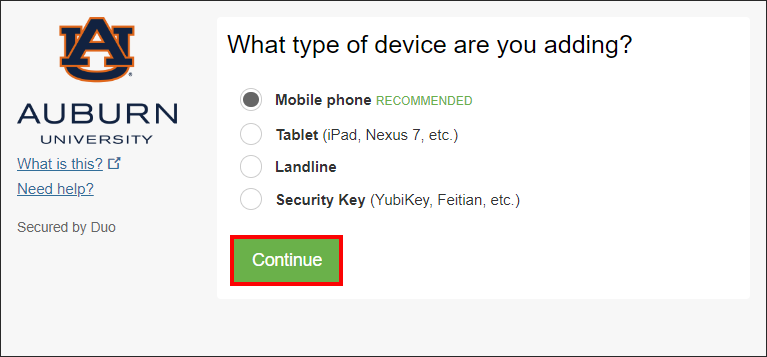 Information Technology - Duo: Setting up Duo Mobile - Service Portal